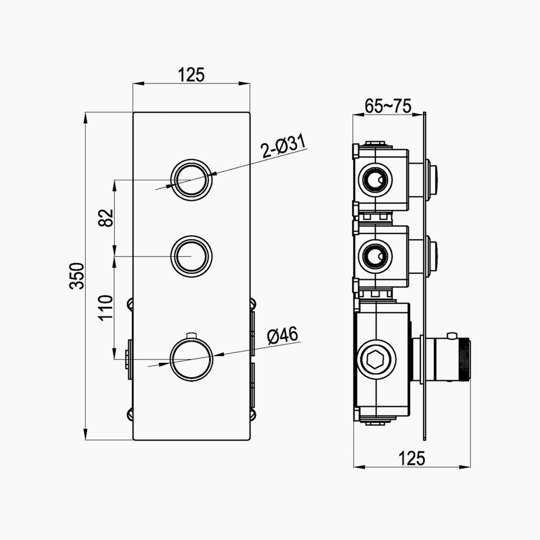 Two Functions Thermostatic Shower MixerValve With Concealed Box ...