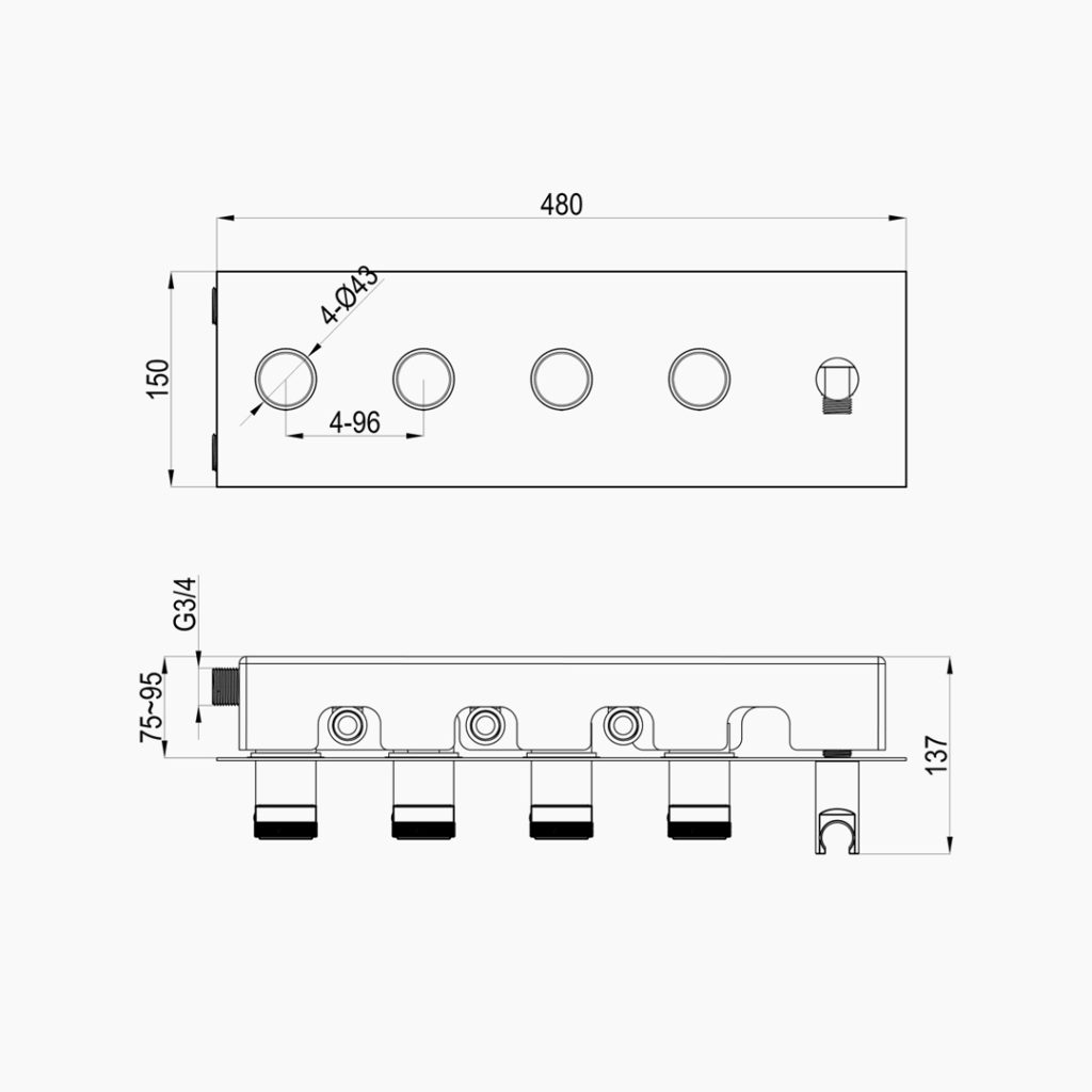 Four Functions Shower Mixer ValveWith Concealed Box - Empolo Sanitary Ware